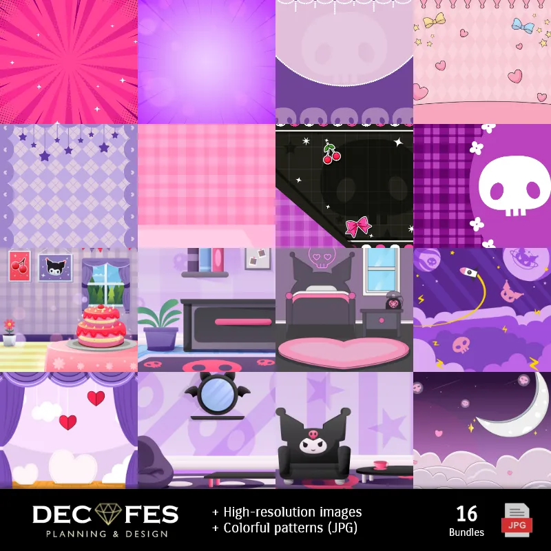 Kuromi Digital Paper - Printable for Scrapbook and DIY | Digital papers ...